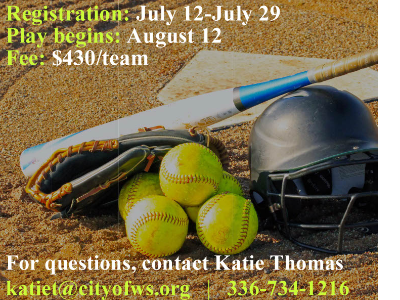 Fall Softball 2024 | Register for Program or Activity | City of Winston ...